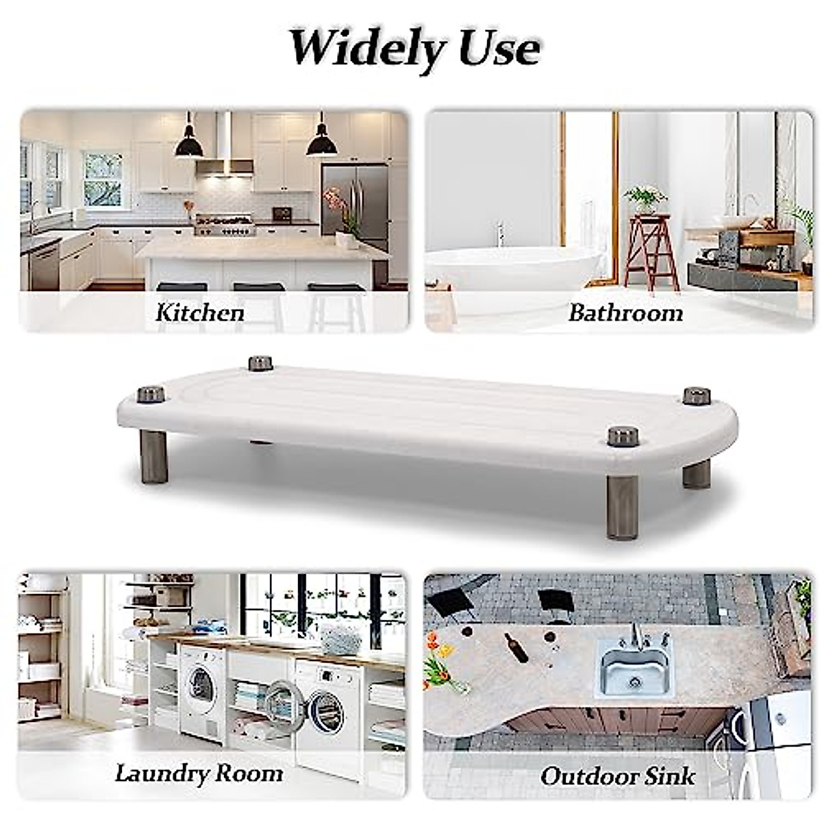 JAEZZIY Sink Caddy Instant Dry Bathroom Kitchen Sink Organizer, Sponge Holder for Kitchen Sink Diatomaceous Earth Water Absorbing Stone Sink Tray for Sponge, Soap Bottles, Toothbrush Cup, (White)