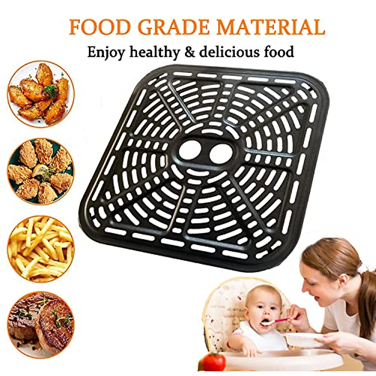 Air Fryer Grill Pan for 6.8QT COSORI Air Fryers, 9.02IN Square Upgraded Air Fryer Grill Crisper Plate Tray, Air Fryer Griller Rack Grate Grid Insert Pan for 6.8 Quart COSORI Air Fryers, Nonstick