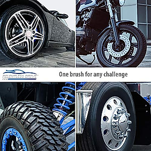 Relentless Drive Car Wheel Brush - Auto Detailing Car Wash Brush, Ergonomic Grip with Long Handle for Tires and Wheels, Wheel Cleaner Brush for Car, Truck, SUV & Tesla - Tire Shine Applicator