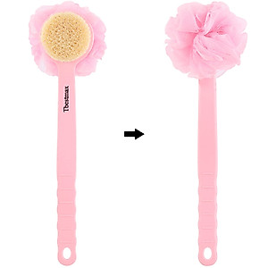 Tbestmax Loofah Back Scrubber Long Handle Shower Body Brush with Soft Mesh Sponge for Women Skin Exfoliating Bath, Massage