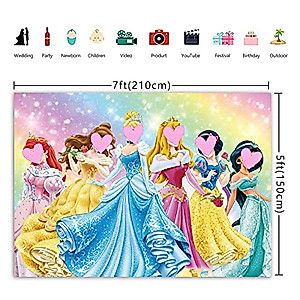 Princess Theme Photography Backdrop Princess Girl Dream Birthday Party Decoration Fantasy Princess Birthday Banner（7x5FT）