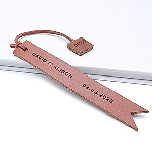 Personalized Leather Bookmark, Custom Engraved Bookmark Christmas Gift for Her Valentines Day Gift Wedding Favor