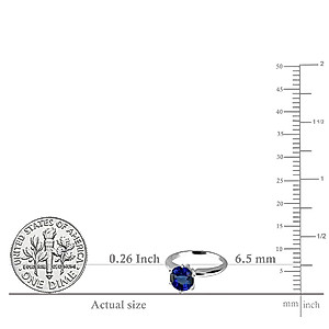 Dazzlingrock Collection 6.5mm Round Lab Created Blue Sapphire Blue Sapphire Solitaire Anniversary Wedding Ring for Her in 925 Sterling Silver Size 8.5
