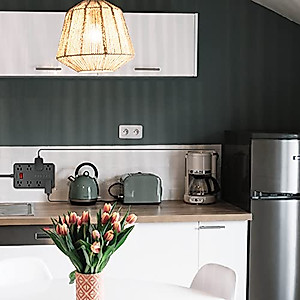 Power Strip with USB,SMNICE Surge Protector Flat Plug with 8 Widely-Spaced Outlets & 6 USB Ports, Wall Mountable 5ft Extension Cord for Smartphone Tablet Laptop Computer Multiple Devices Black