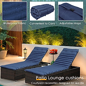 PERFECT GARDEN Chaise Lounge Cushion Outdoor Waterproof Patio Foldable Furniture Lounge Chair Cushions for Garden Patio Pool 76 * 23inch (Navy Blue, 2-Pcs Set)