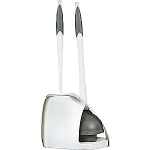 Clorox Toilet Plunger and Bowl Brush Combo Set with Caddy, White/Gray