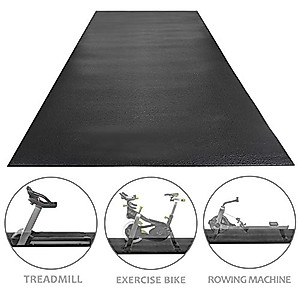 HomGarden High Density Gym Exercise Treadmill Floor Mat,8 x 3 FT Anti Vibration PVC Exercise Bike Equipment Mat,1/4" Thickness Sport Mat for Home Gym,Black