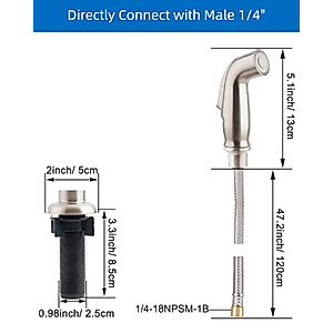 Kitchen Sink Side Sprayer with Quick Side Connector Compatible with Moen Faucet Sprayer Replacement, Kitchen Sink Faucet Sprayer Attachment with Water Hose/Holder, Brushed Nickel Finish