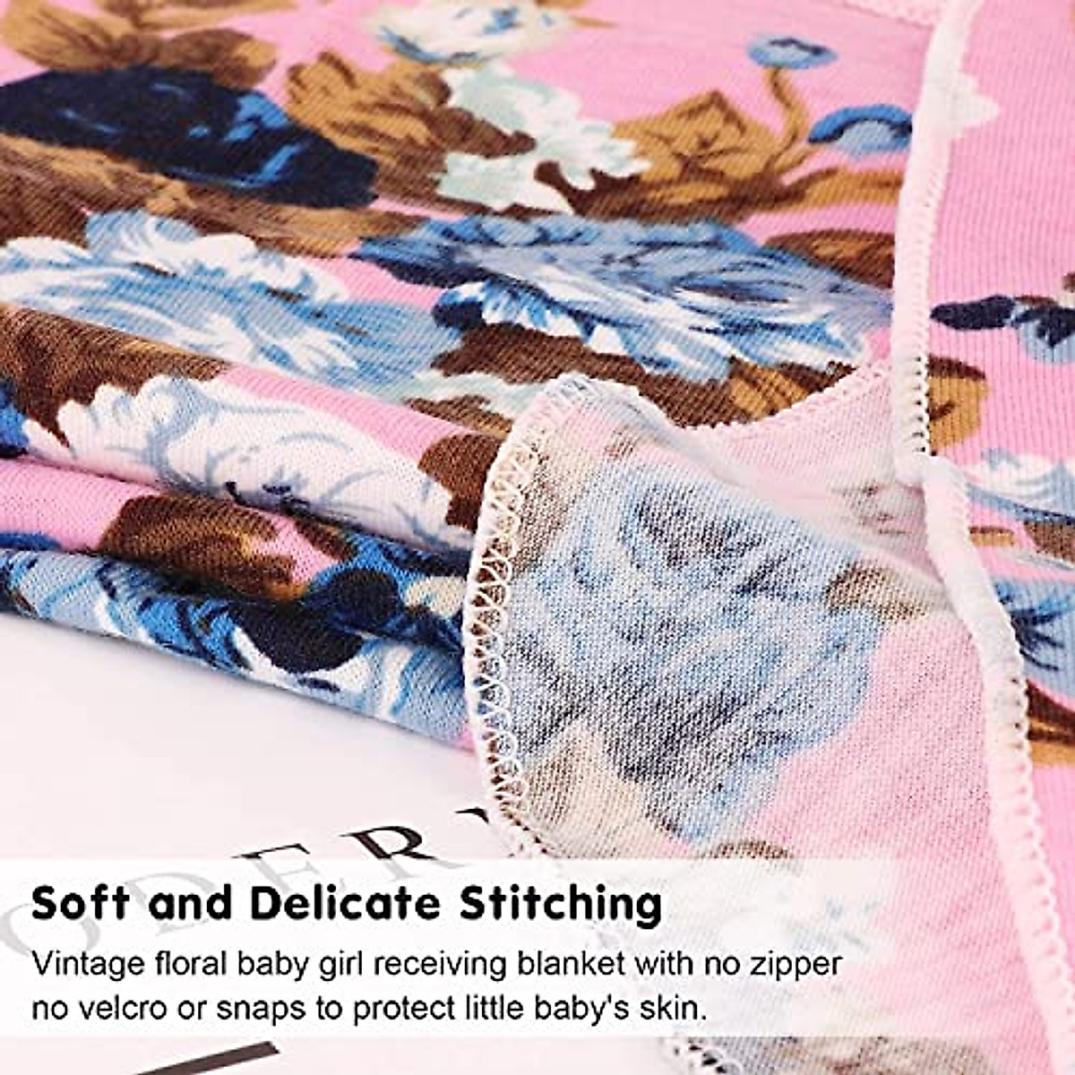 DRESHOW BQUBO Newborn Floral Receiving Blankets Newborn Baby Swaddling Hats Sleepsack Toddler Warm 3 Pack