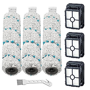 Lemige 3 Pack Replacement Brushes and Filters for Bissell CrossWave Max 2554 2590 2593 2596 for HydroSteam Plus 35151 3515 35152 3513 3518 Vacuums, Part 1618638, 1608684