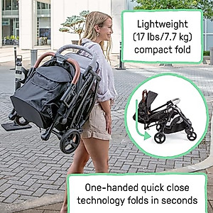 Summer by Ingenuity 3Dquickclose CS+ Compact Fold Stroller, Car-Seat Compatible, Lightweight Stroller with Oversized Canopy, Extra-Large Storage