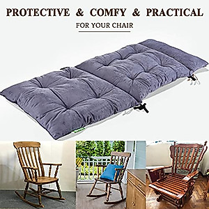 Big Hippo Rocking Chair Cushion,Soft Thicken Rocking Chair Cushion Set with Detachable Neck Pillow Back Support,Comfy Chair Cushion Pad with Ties for Outdoor Indoor Home Office,Gray