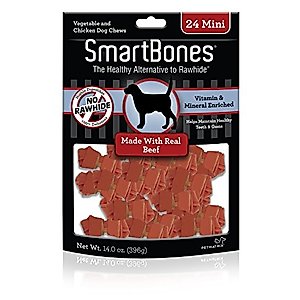 SmartBones Beef Dog Chew, Mini, 24 pieces/pack, 24 Count(066410)