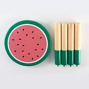 RUYU 9 Inch Kids Solid Hard Wood Fruit Chair, Crafted Hand-Painted Wood with Assembled Four-Legged Sitting Stool, Bedroom, Playroom, Watermelon Furniture Stool for Children(Watermelon)