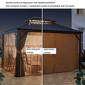 Outdoor Hardtop Galvanized 10X 10ft Steel Double Roof Permanent Gazebo Canopy Aluminum Frame Patio Gazebo with Curtains and Netting
