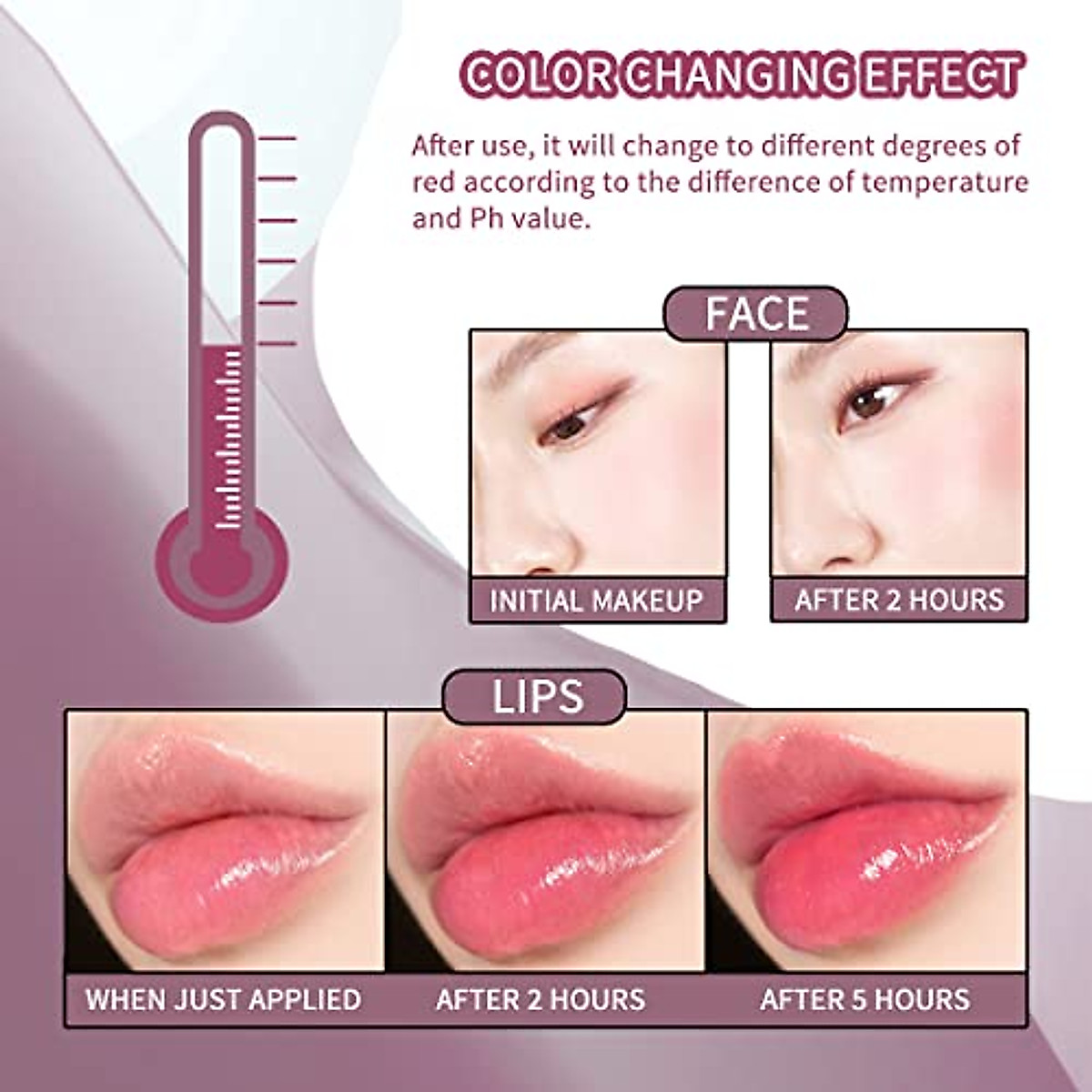 NewBang 2pcs Color Changing Blusher for Cheek Moisturizing Blush Rouge Multi-use Cream for Cheek & Lip Waterproof Gel for Cheeks & Lips Glossy Shiny Finish Blush Makeup