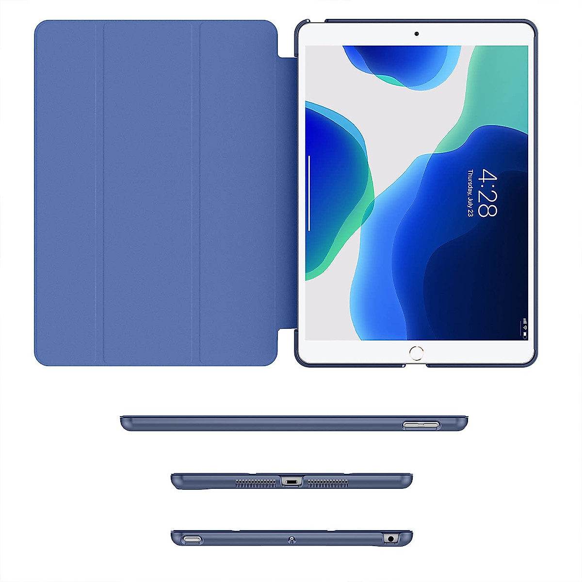 Soke Case for iPad 9th Generation 2021/ iPad 8th Generation 2020/ iPad 7th Gen 2019, [Slim Trifold Stand + Auto Wake/Sleep], Premium Protective Hard PC Back Cover for iPad 10.2 Inch (Navy)