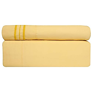 King Size Sheets - Breathable Luxury Bed Sheets with Full Elastic & Secure Corner Straps Built In - 1800 Supreme Collection Extra Soft Deep Pocket Bedding Set, Sheet Set, King, Yellow