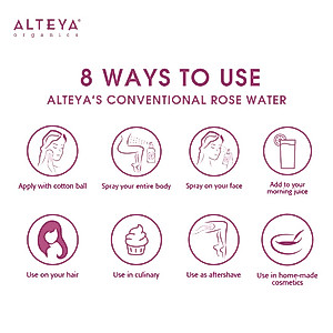 Alteya Organics Rose Water Natural Facial Toner, 17 Fl Oz/500mL Pure Bulgarian Rosa Damascena Flower Water,Award-Winning Moisturizer BPA-Free Bottle with Reducer