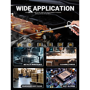 JASTIND Upgrade Air Blow Gun with Adjustable Air Blower Nozzle, Up to 27 Inches Extension with 4.9 Inches Steel Air Flow Nozzle, High Volume Pneumatic Dust Clean Tool for Air Compressor Accessory