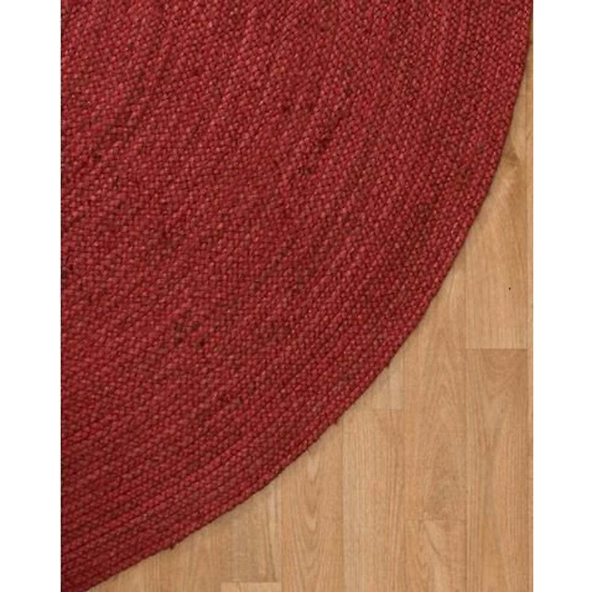 Vipanth Exports Round Jute Rug Farm House Hand Made and Hand Braided Area Rug for Kitchen, Bedroom, Living Room in Customize Sizes (Red, 30 Inches x 30 Inches)