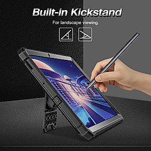 Fintie Shockproof Case for Samsung Galaxy Tab S6 Lite 10.4 Inch 2024/2022/2020, Tuatara Rugged Unibody Hybrid Bumper Kickstand Cover with Built-in Screen Protector, Black