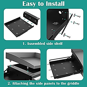 EasiBBQ Side Shelf for Blackstone 17" 22" 28" Griddle, Griddle Caddy Accessories for Blackstone Propane Table Top Griddle, Extra Room for Cooking Needs