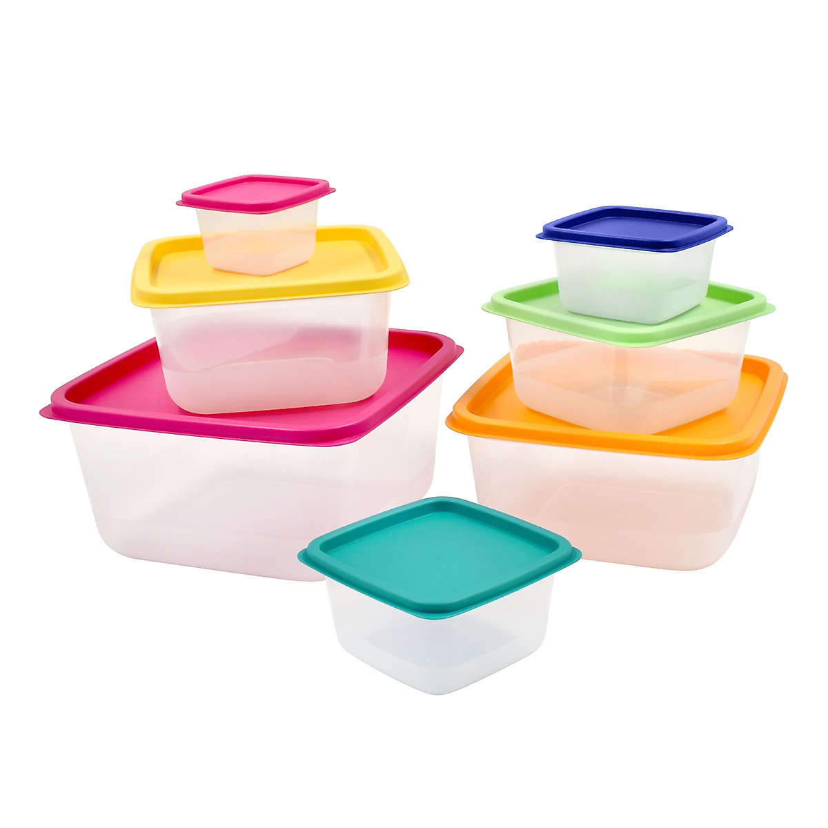 SMIY Plastic Rainbow Food Storage Set, Multi Color, 14 Count