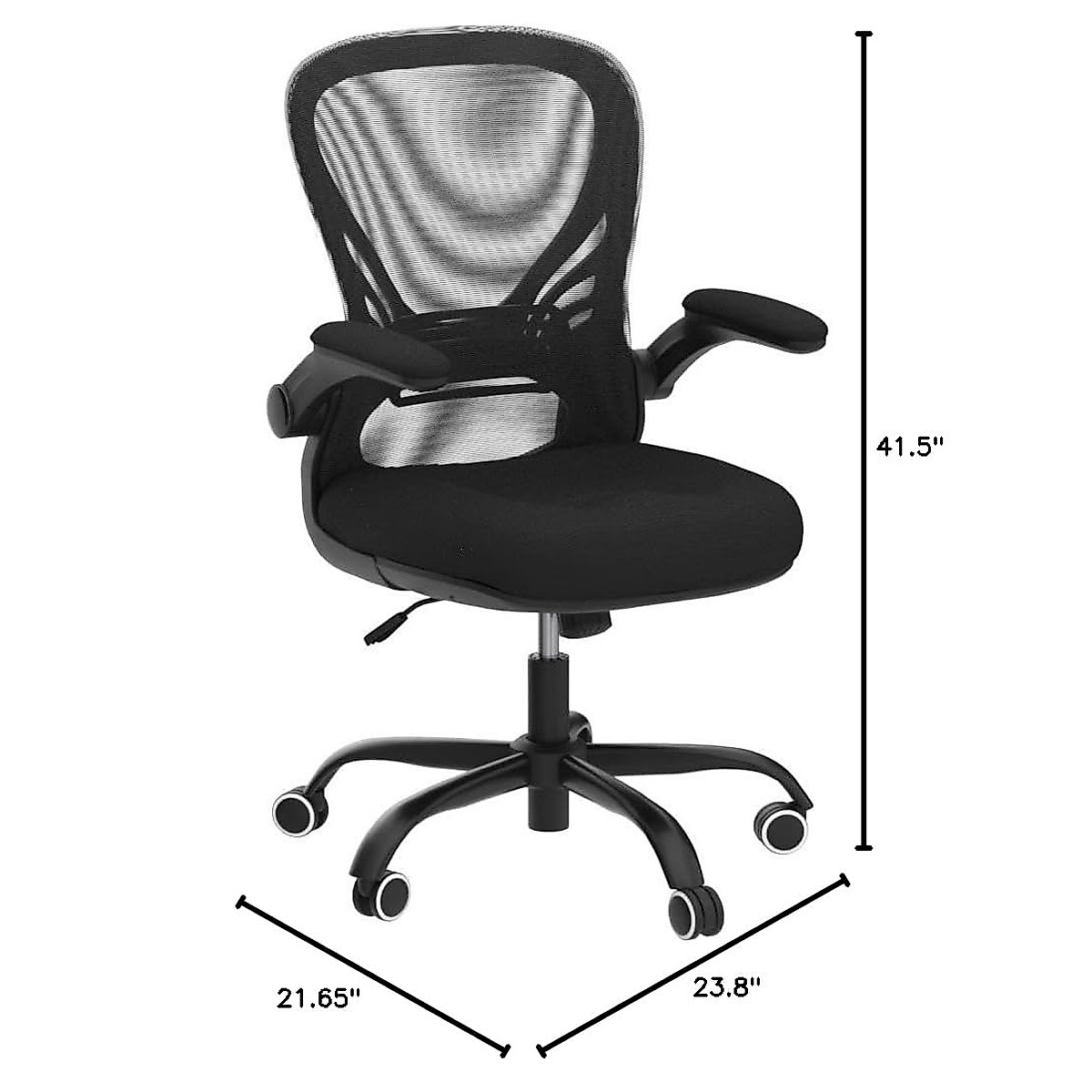 GTRSJ Office Chair with Flip up Armrests Mesh Executive Chairs Ergonomic Desk Chair with Lumbar Support Swivel Computer Chair for Conference Room Max Capacity 300lbs (Black/Noir)