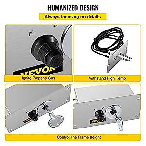 VEVOR Fire Pit Gas Burner Spark Ignition Kit, 300K BTU Fire Pit Ignition System, Stainless Steel Fire Pit Igniter, All-in-One Fire Pit Kit with Key Valve, Electric Igniter and 2 PVC Connecting Hoses