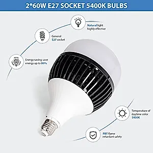 HPUSN Softbox Photography Lighting Kit 30"X30" Professional Continuous Lighting System Photo Studio Equipment with 2pcs E27 Socket 5400K Bulbs for Portraits Advertising Shooting YouTube Video