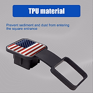 Fogfar 1 PC Square Tow Hitch Dust Plug, 3.14" x 3.14" x 1.96" American Flag Pattern Tow Tube Square Cover, Trailer Receive Tube Plug, Fits 2" x 2" Receiver Tube (Red)