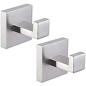 Angle Simple Bathroom Towel Hook 2 PCS, SUS304 Stainless Steel Bath Towel Holder, Square Robe Hook for Wall, Brushed Nickel