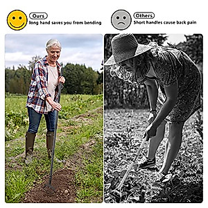 BsBsBest Hoe Garden Tools, Gardening Tools for Weeding, Stirrup Hoe Long Handle for Yard Weed Puller, Scuffle Hula Adjustable Weeding Loop Hoe for Lawn, Vegetable, Soil, Planting 37-62 Inch, Black