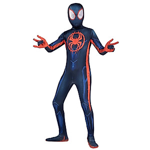 Marvel Kid's Classic Spider-Man Miles Morales Zentai Suit, Spiderman Costume for Halloween Small Blue