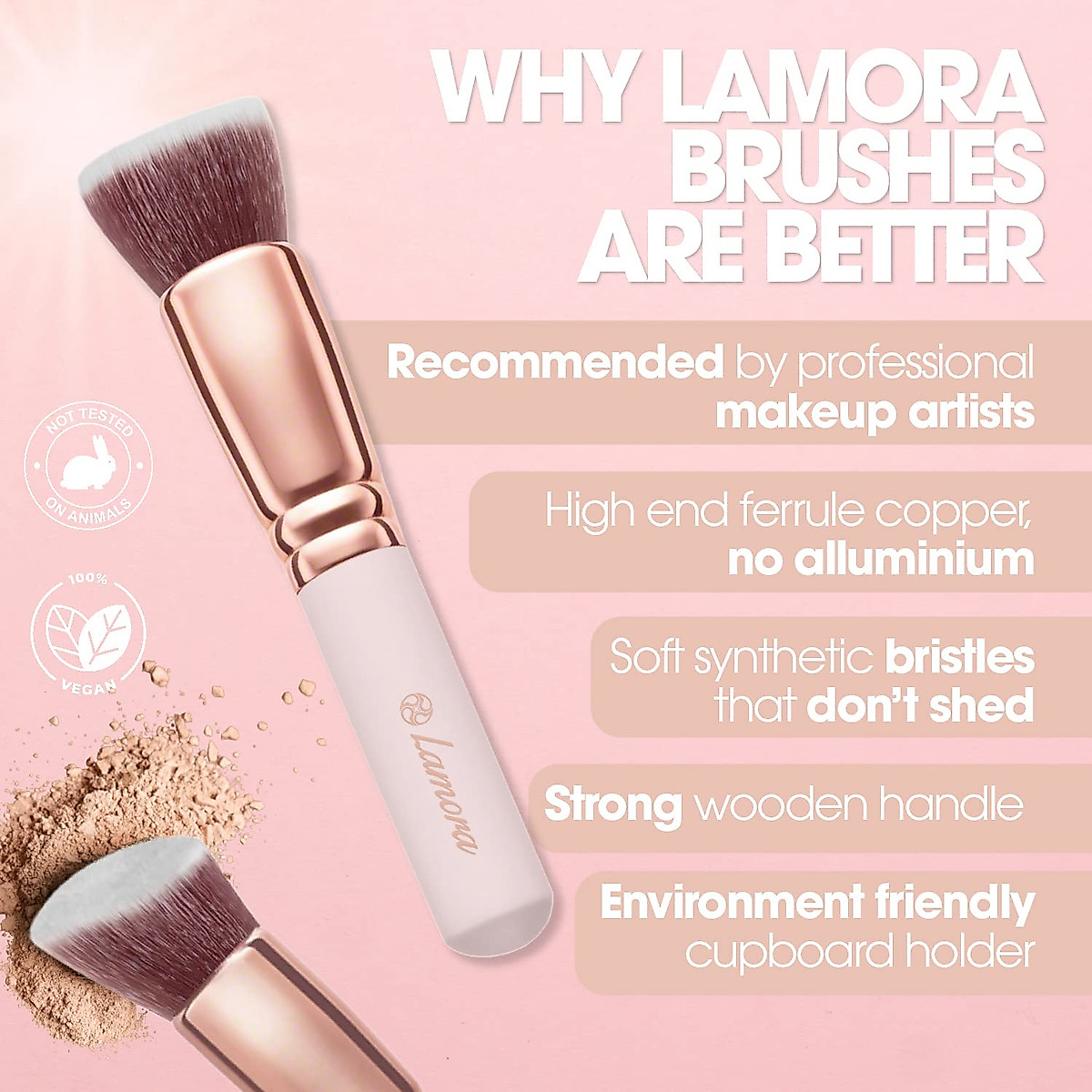 Kabuki Makeup Brush Set - Foundation Powder Blush Concealer Contour Brushes - Perfect for Liquid, Cream or Mineral Products - 10 Pc Collection with Premium Synthetic Bristles for Eye and Face Cosmetic