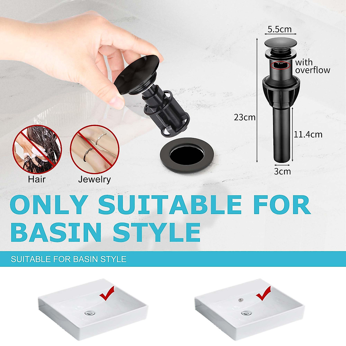 TRE Home Bathroom Faucets, Bathroom Sink Faucet, Black Bathroom Faucet, Matte Black Bathroom Faucet, Faucets for Bathroom Sinks, Black Faucet, Vanity Faucet, Faucets for Bathroom Sinks 1 Hole Install