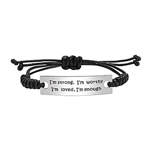 ABNTY Valentines Gifts for Women, I Am Enough Bracelet, I Am Strong I Am Worthy I Am Loved, Inspirational Faith Strong Gifts Birthday Gifts