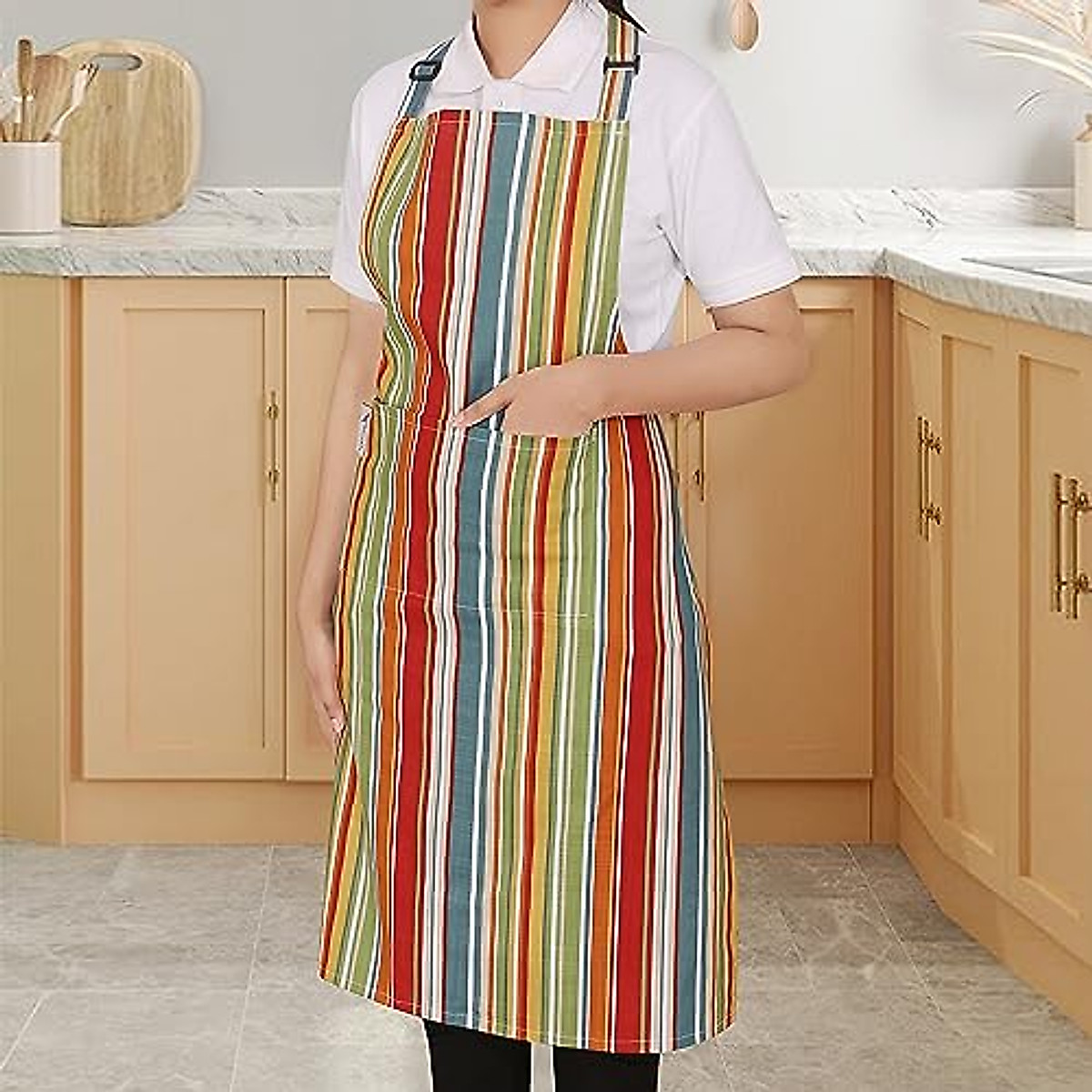 RUVANTI 100% Cotton Cute Aprons for Women with Pockets Adjustable upto XXL, Cooking, Kitchen, Server, Chef Apron