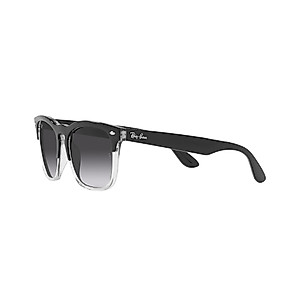 Ray-Ban RB4487 Steve Square Sunglasses, Black on Transparent/Grey Gradient Blue, 54 mm