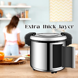 SiliFine Commercial Stainless Steel Electric Rice Warmer Food Warm with Rice Spoon Heavy Duty Rice Warmer with Warm Function Only for Restaurant Party (100 Cups Cooked Rice,100W)