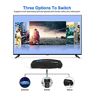 HDMI Switch 4K 60hz, 5 Port HDMI Switcher with Remote, Koopman HDMI Splitter 5 in 1 out Supports HDMI 2.0 HDCP 2.2 HDR10 3D, HDMI Selector Hub Compatible with FireStick, Roku, PS4, Xbox, Apple TV