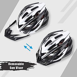 Bike Helmet Men Women, Shinmax Bicycle Helmet with Rear Light and Detachable Sun Visor Backpack,Lightweight Mountain Bike Helmet Size Adjustable Cycling Helmet for Adults Youth Road Bike Helmet