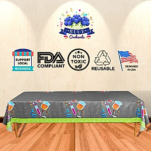 Blue Orchards Science Party Table Covers (Pack of 2) - 54"x108" XL - Science Birthday Party Decorations, Science Tablecloth, Science Party Decorations, Chemistry Party, Laboratory Theme Table Cloth