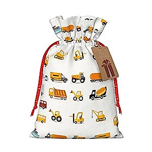 Drawstrings Christmas Gift Bags Aircraft-Motor-Car-Excavator Presents Wrapping Bags Xmas Gift Wrapping Sacks Pouches Medium
