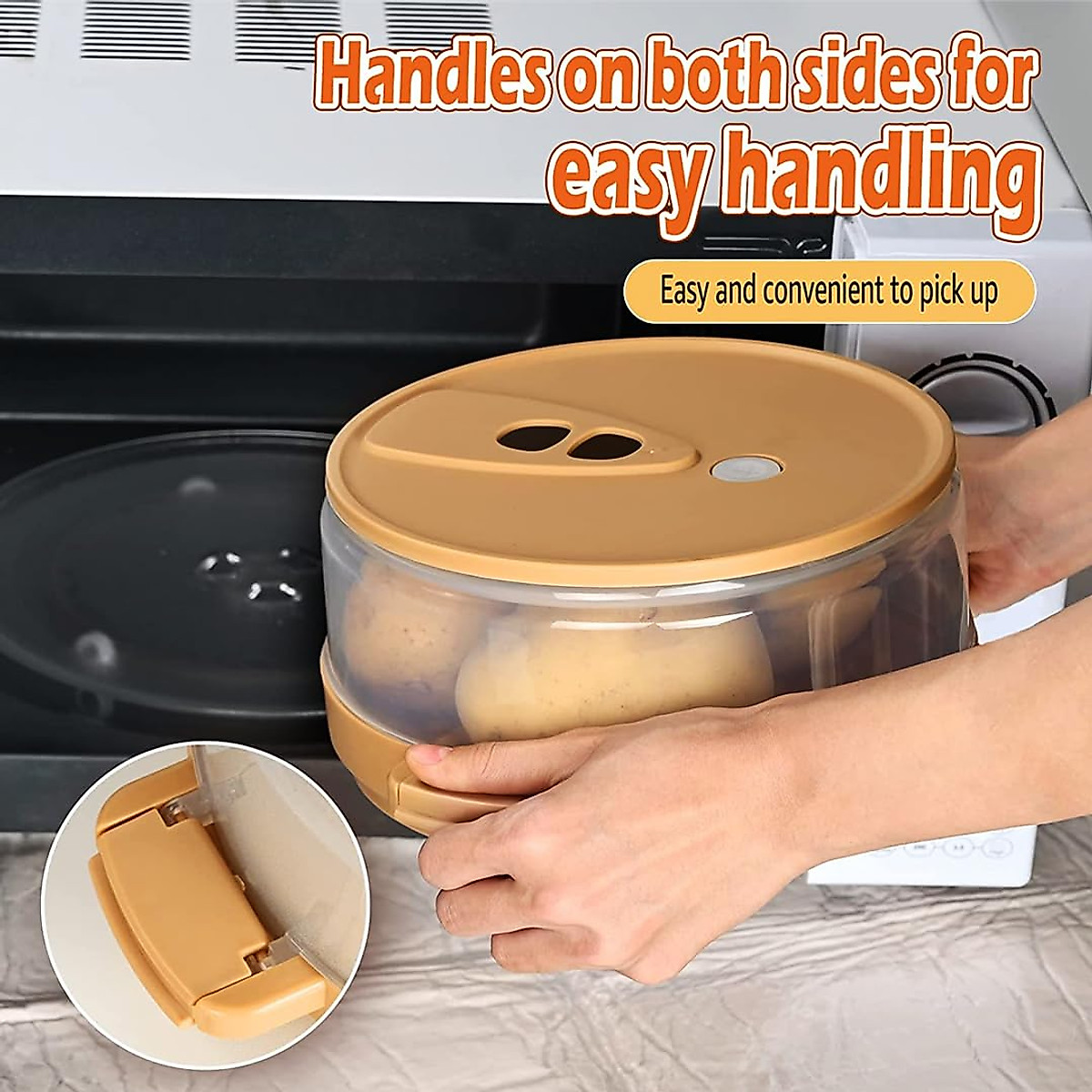 VELIRE Baked Potato Microwave Cooker With Perfect Microwave Potato Bag - SEEN-ON-TV Cooks in Minutes Tender & Fluffy Spuds - Dishwasher-Safe Potato Microwave Cooker (8 Inch) (Clear)