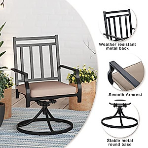 PHI VILLA Swivel Chairs Set of 2 Patio Dining Rocker Chair with Cushion Rocking Patio Furniture for Garden Backyard Bistro, Black