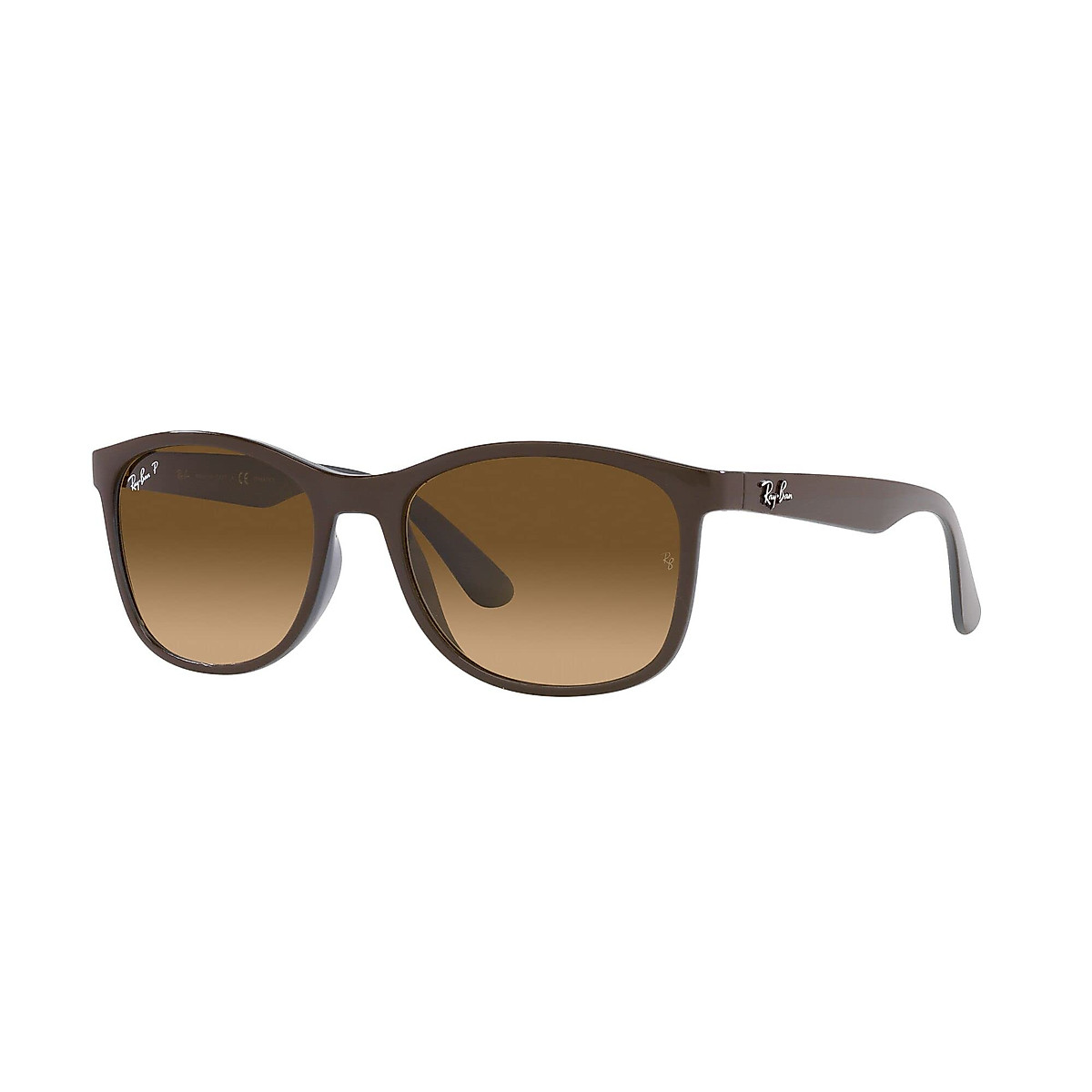 Ray-Ban Rb4374 Square Sunglasses, Brown On Grey/Brown Gradient Polarized, 56 mm