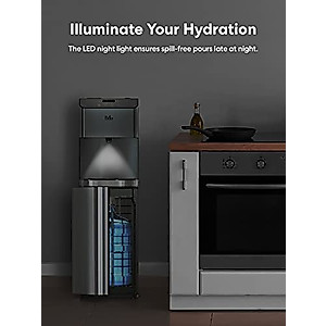 Brio Moderna CLBL720SC Self-Cleaning Bottom Load Water Cooler Dispenser for 3 & 5 Gallon Bottles – Room & Adjustable Hot & Cold, Child Lock, Electronic Display, Silver Stainless Steel