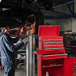 TCE ATBT1204T-RED Torin Rolling Garage Workshop Tool Organizer: Detachable 4 Drawer Tool Chest with Large Storage Cabinet and Adjustable Shelf, Red
